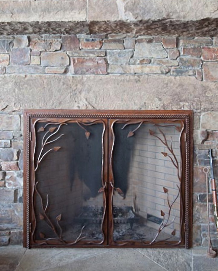 Twig and Leaf Fireplace Screen – Frontier Iron Works